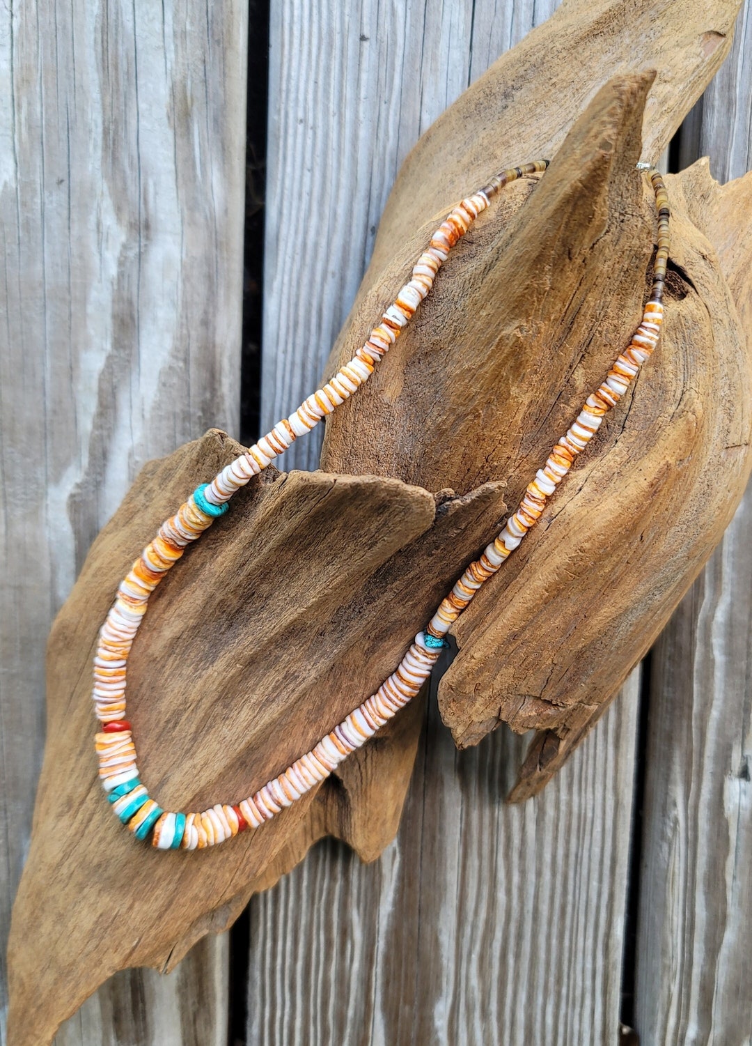 Turquoise Spiny Oyster Shell Necklace Southwestern Handmade - Etsy