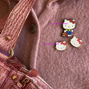 1x0.75 Small Pin Classic Cartoon Cute Lovely Face Cat Kitty Enamel ...