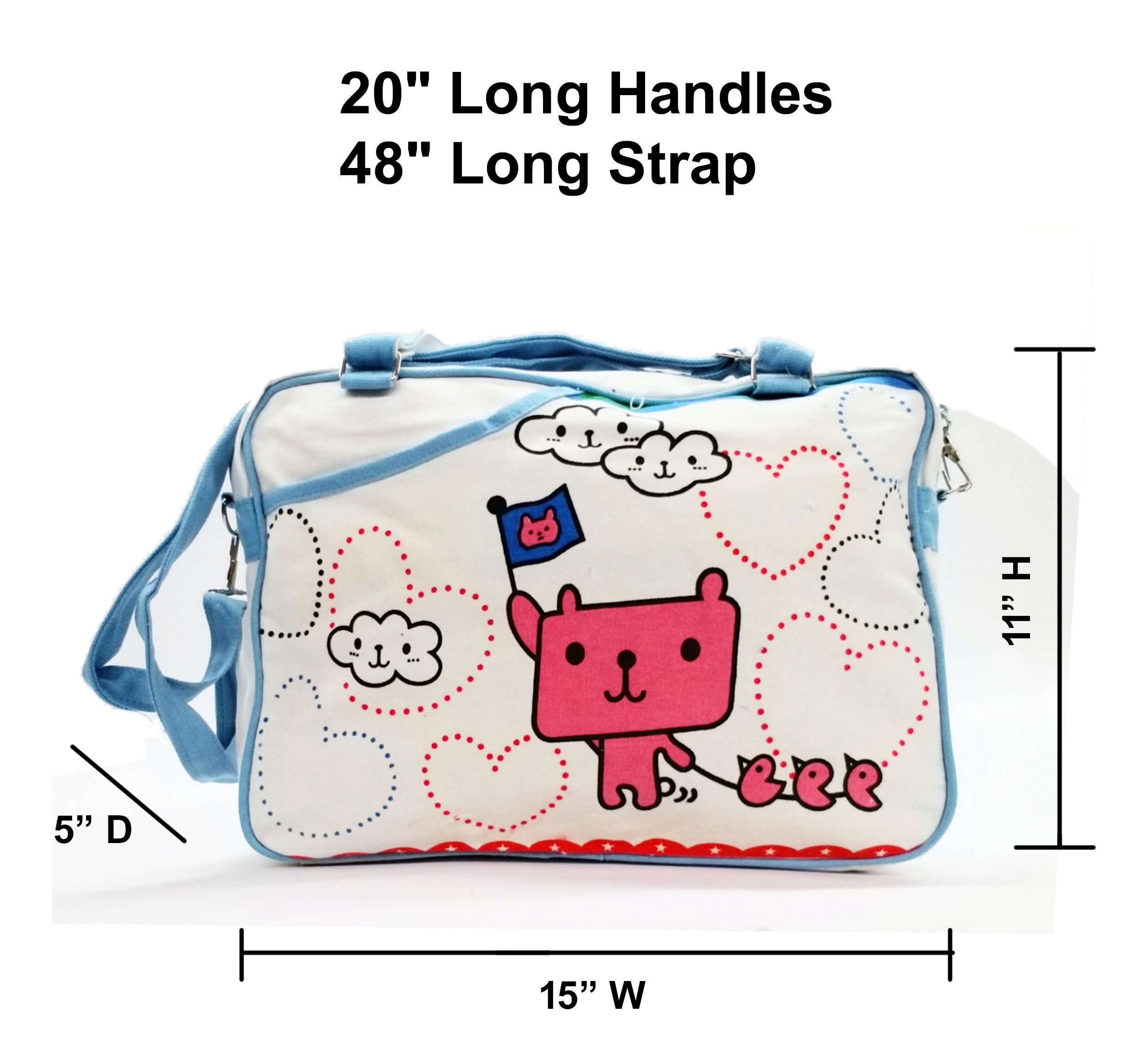 15x11 Canvas Tote Messenger Bag With Cute Cartoon Character Print Tote ...