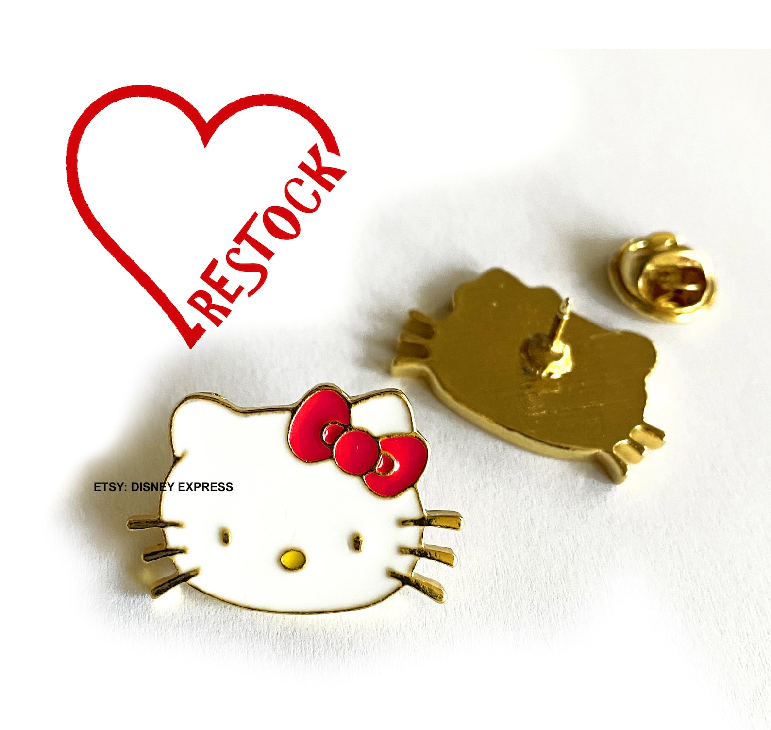 1x0.75 Small Pin Classic Cartoon Cute Lovely Face Cat Kitty Enamel ...