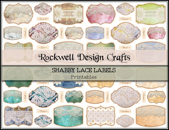 Shabby Lace Labels JPG and PDF Printable Files Junk Journal - Etsy