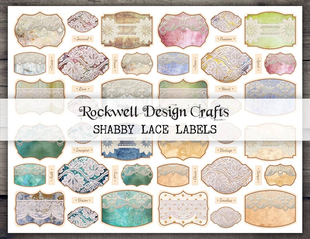 Shabby Lace Labels (JPG and PDF Printable Files) Junk Journal Ephemera ...