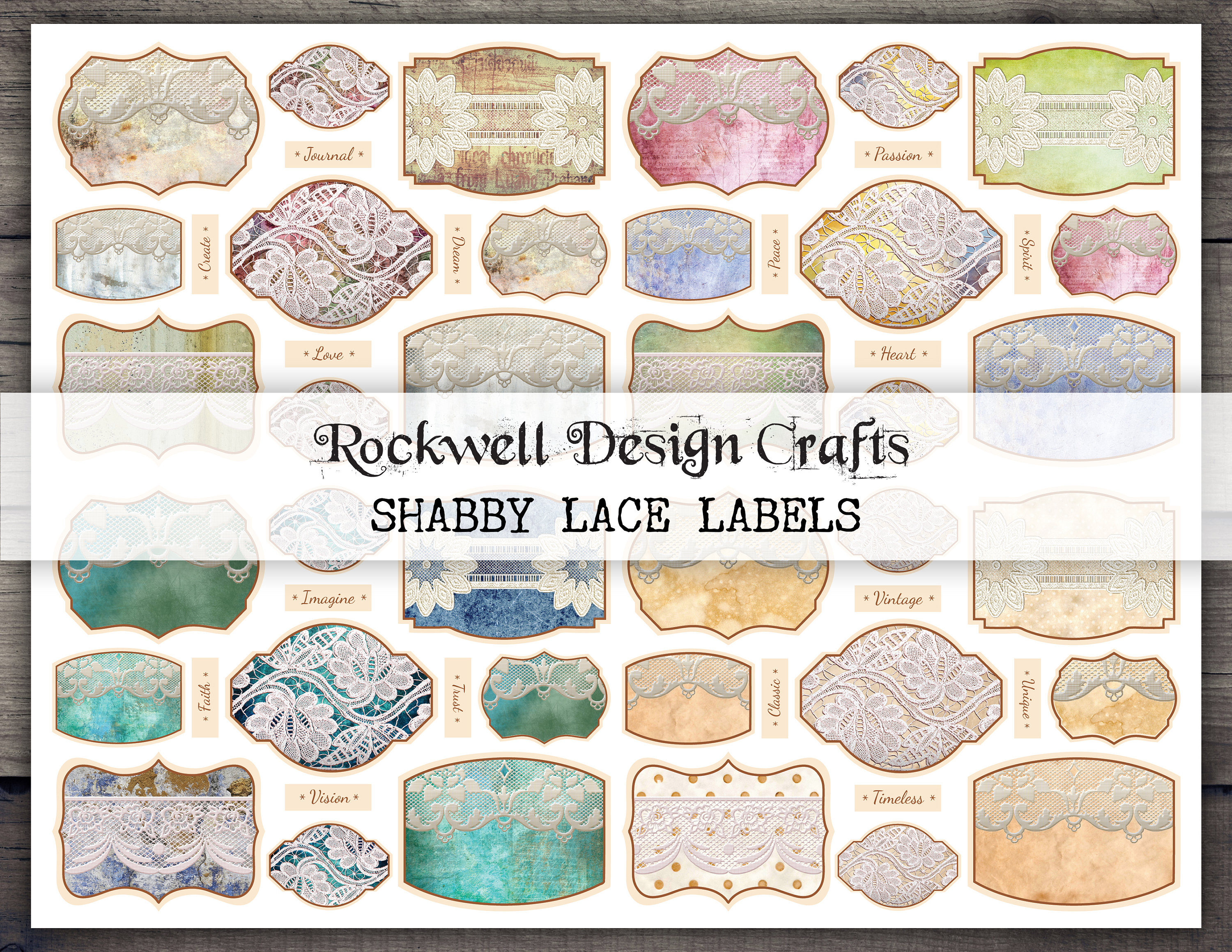Shabby Lace Labels (JPG and PDF Printable Files) Junk Journal Ephemera ...