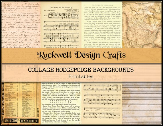 Collage Hodgepodge Backgrounds printables Junk Journal | Etsy