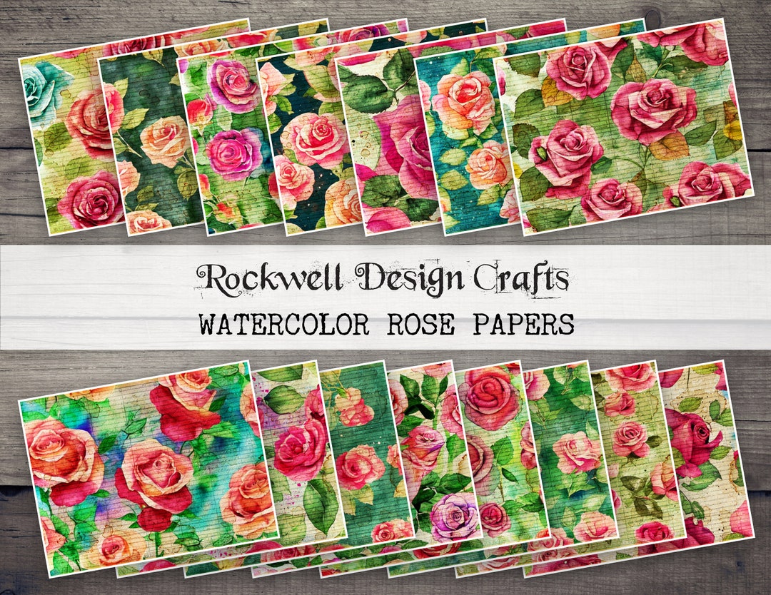 Watercolor Rose Papers printables Junk Journal Pages - Etsy