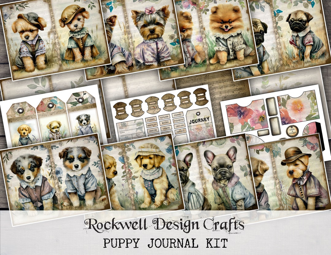 Puppy Journal Kit digital Papers, Junk Journal Printables - Etsy