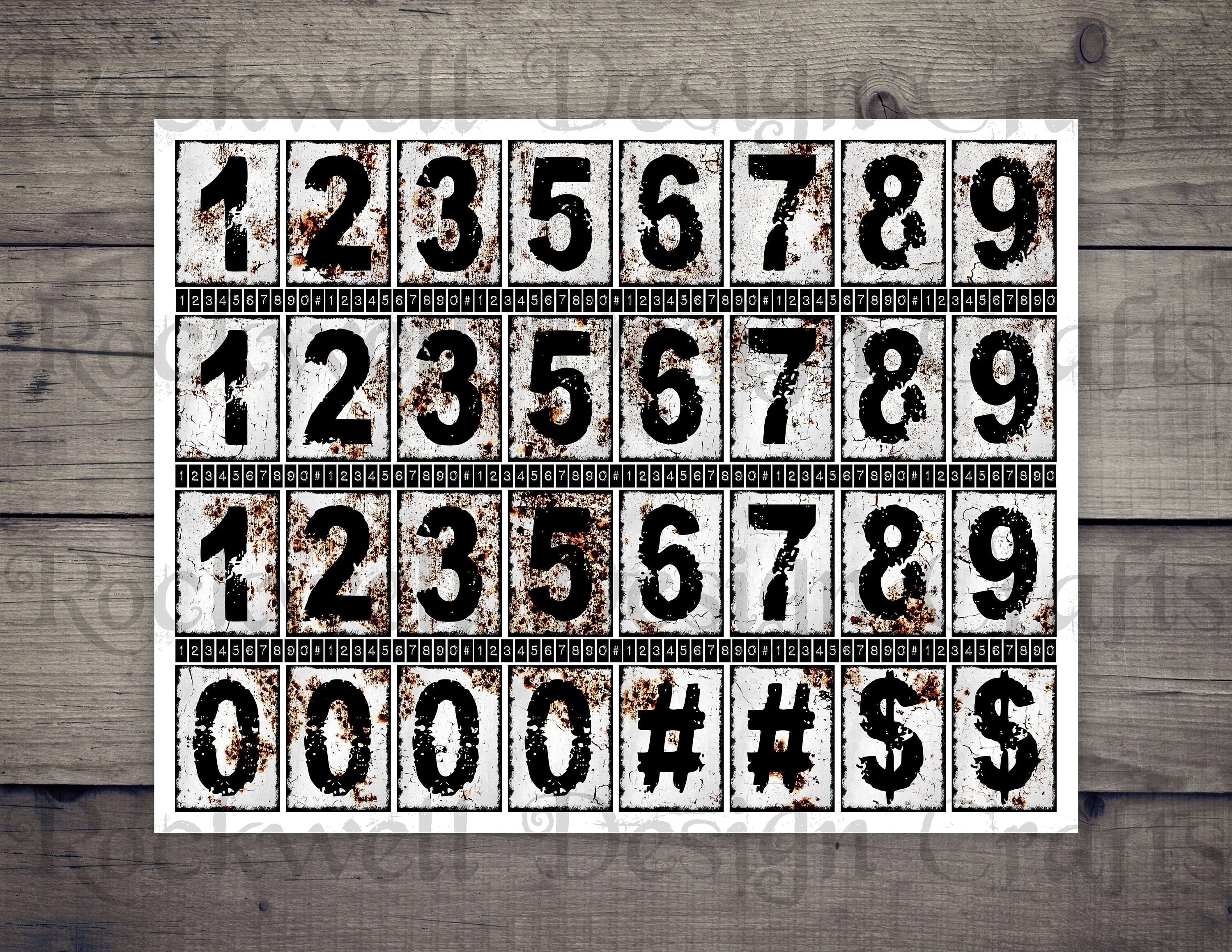 Grunge Numbers digital Printables for Junk Journaling, Collaging ...
