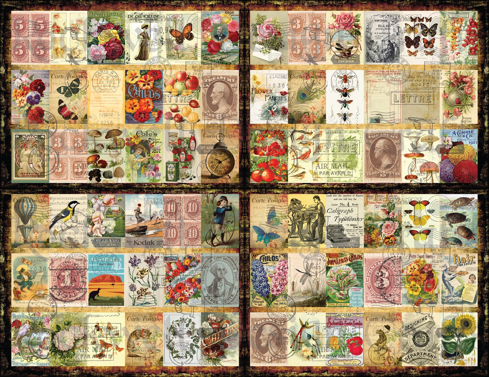 Collage Hodgepodge Snippets (printables), Junk Journal Pages, Collages ...