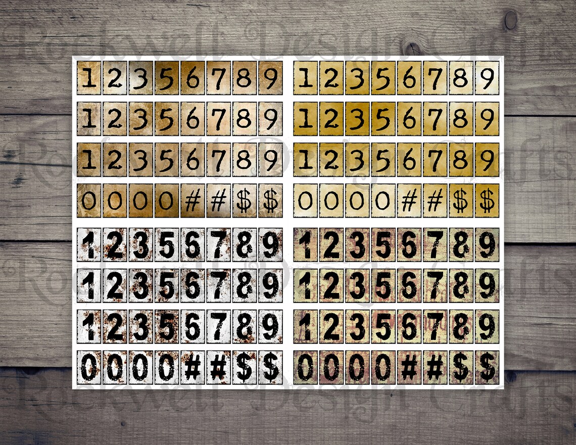 Grunge Numbers digital Printables for Junk Journaling, Collaging ...