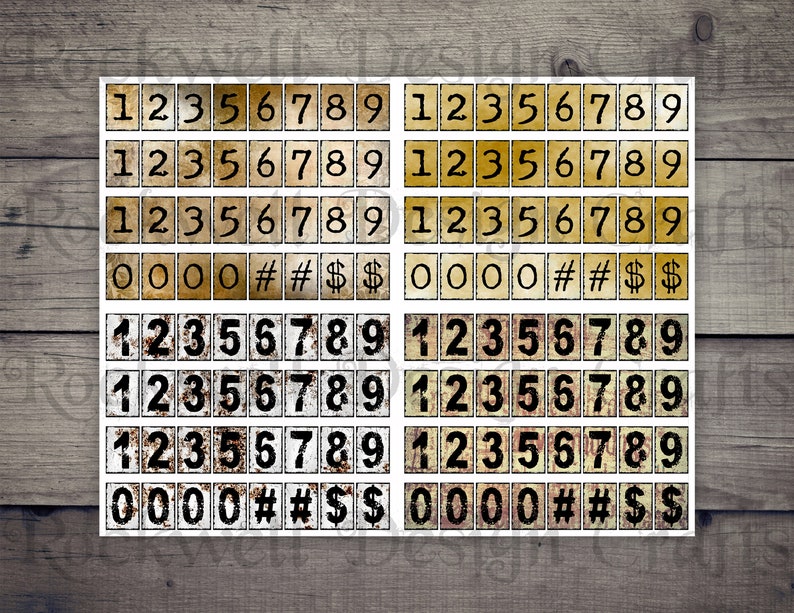 Grunge Numbers digital Printables for Junk Journaling, Collaging ...