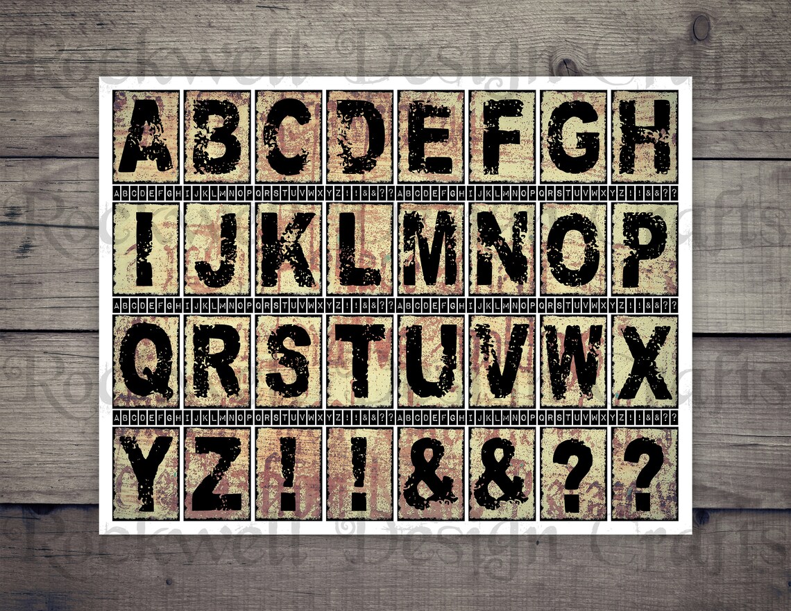 Grunge Alphabets digital Printables for Junk Journaling, Collaging ...