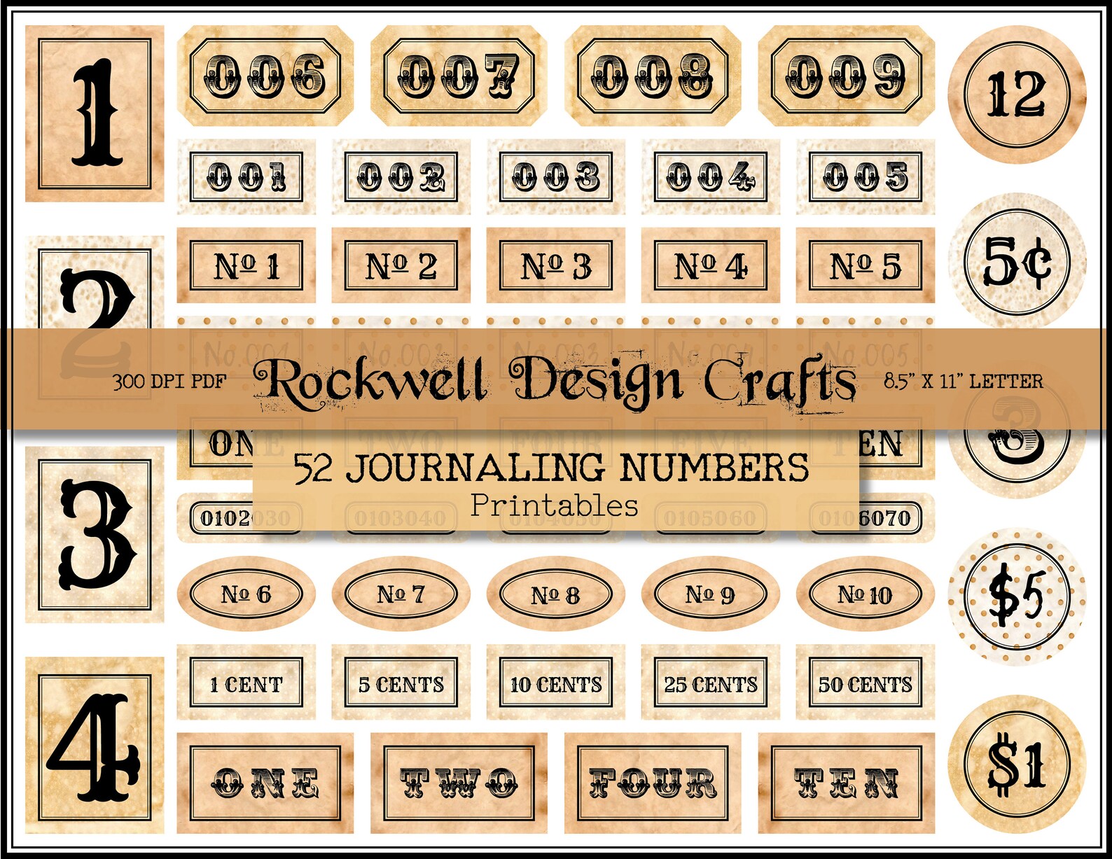 Journaling Numbers - Etsy