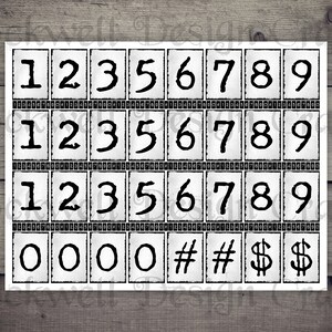 Grunge Numbers (digital Printables for Junk Journaling, Collaging ...