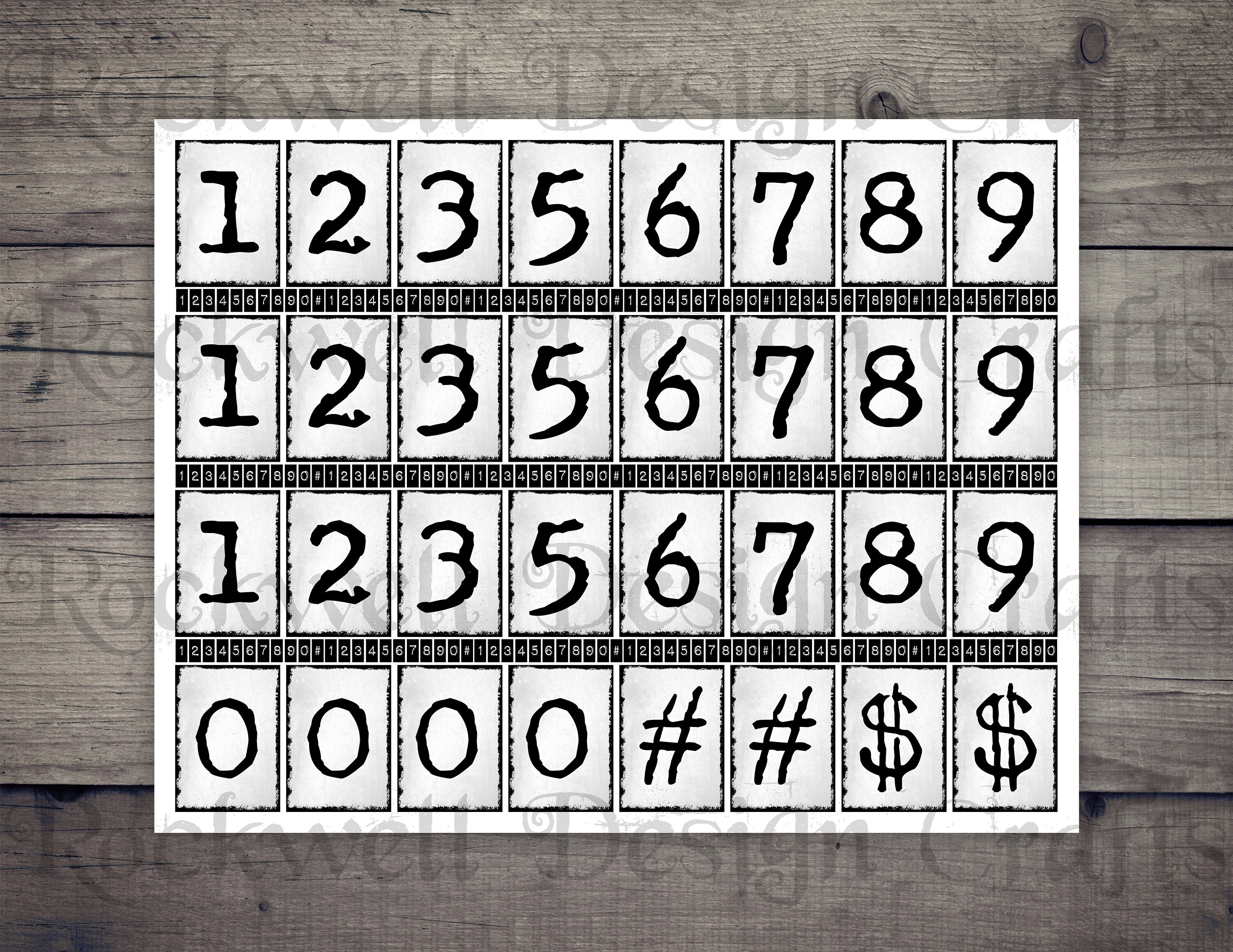 Grunge Numbers digital Printables for Junk Journaling, Collaging ...