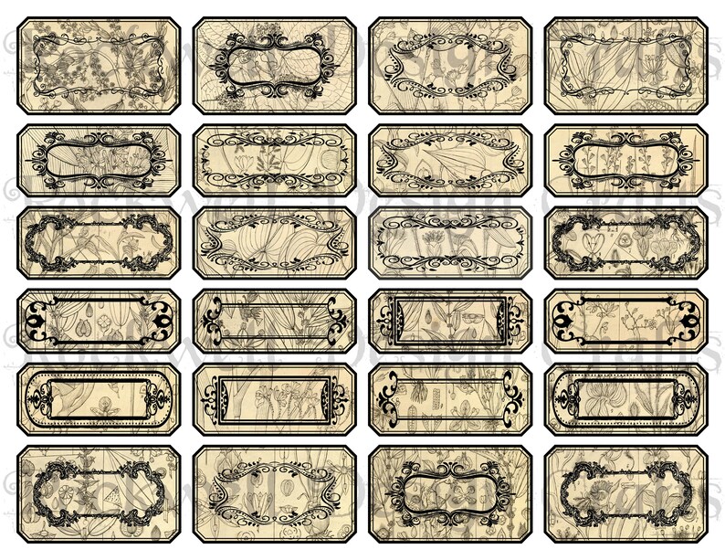 Vintage Botanical Labels digital Printables for Junk - Etsy