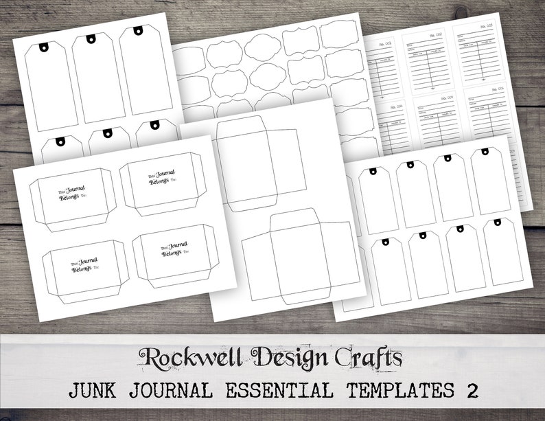 Junk Journal Essential Templates 2 (printables) Ink Saver, Vintage Junk ...