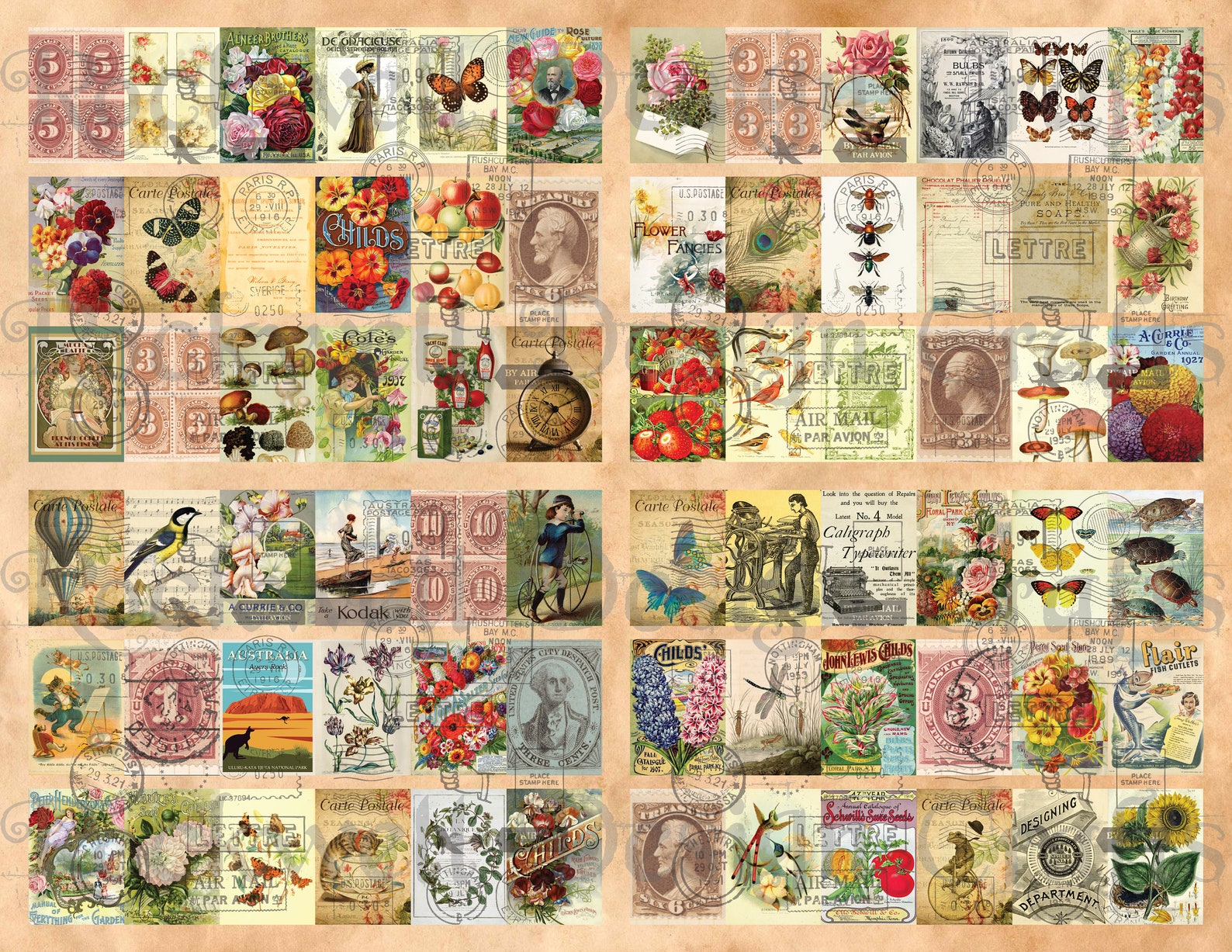 Collage Hodgepodge Snippets (printables), Junk Journal Pages, Collages ...