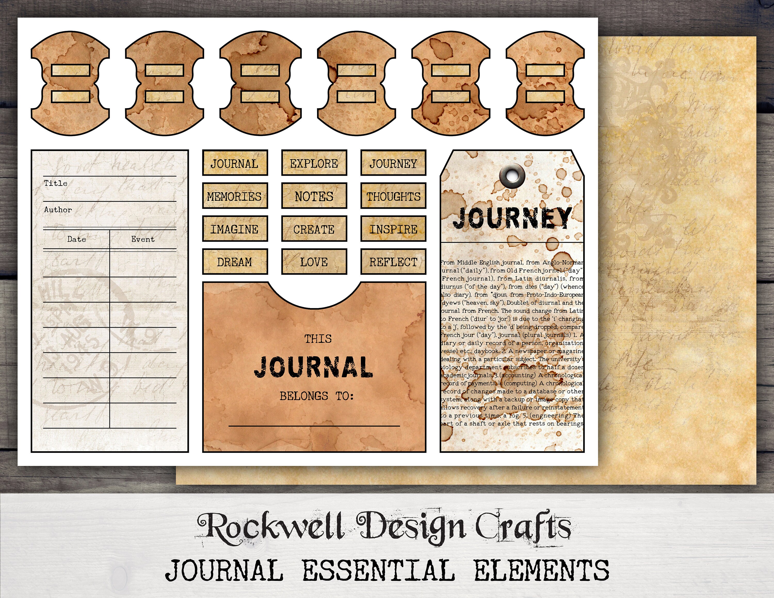 Journal Essential Elements (junk Journal Printables, Journal Digital ...