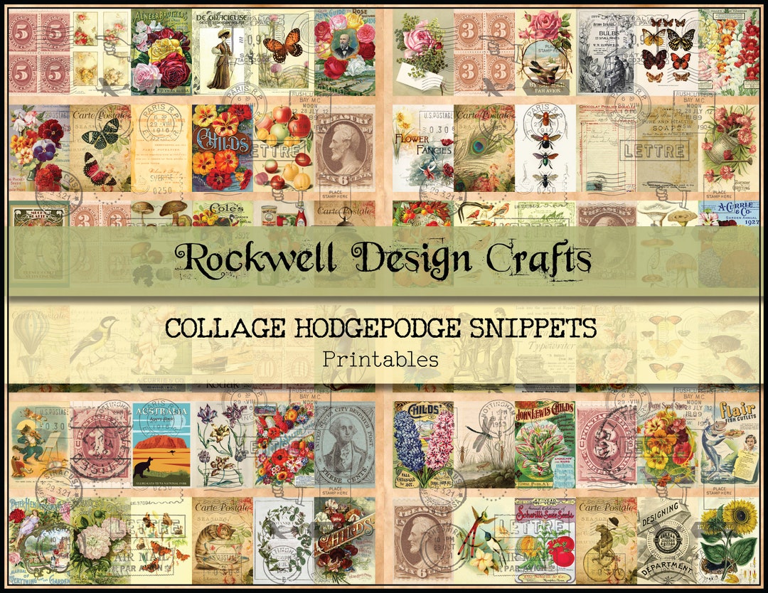 Collage Hodgepodge Snippets (printables), Junk Journal Pages, Collages ...