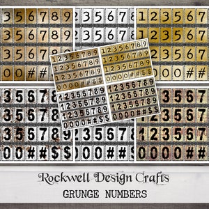 Grunge Numbers (digital Printables for Junk Journaling, Collaging ...
