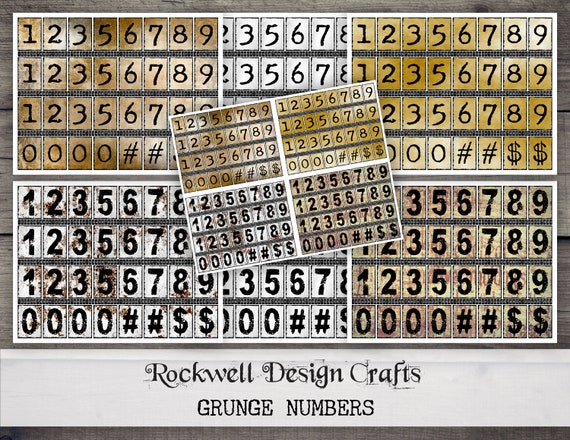 Grunge Numbers digital Printables for Junk Journaling - Etsy