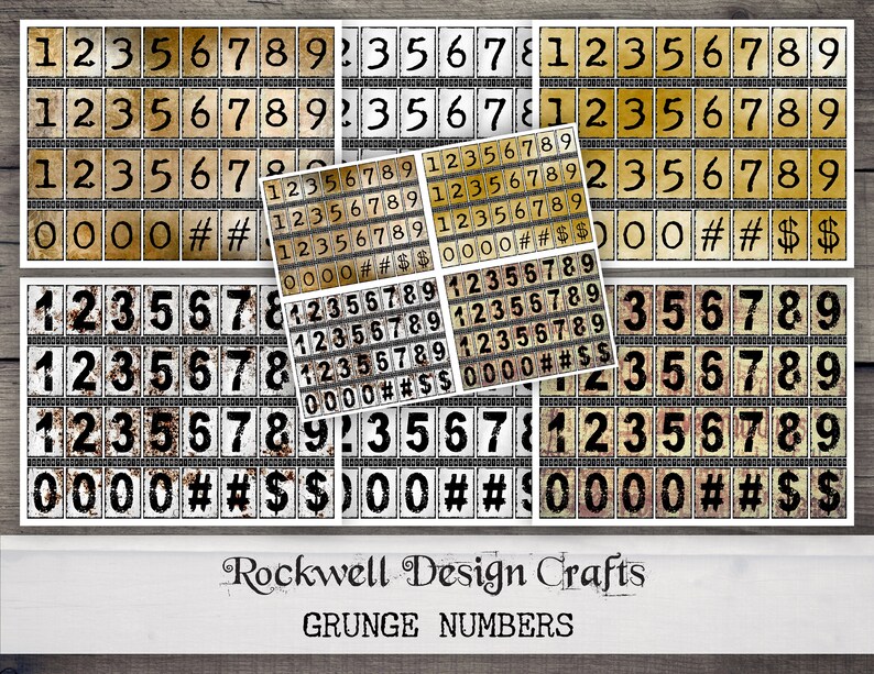 Grunge Numbers (digital Printables for Junk Journaling, Collaging ...