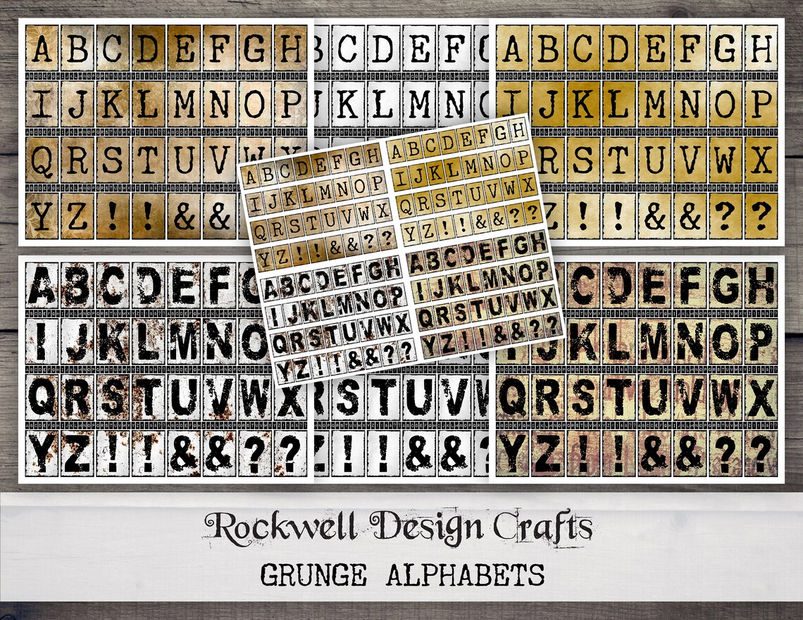Grunge Alphabets digital Printables for Junk Journaling, Collaging ...