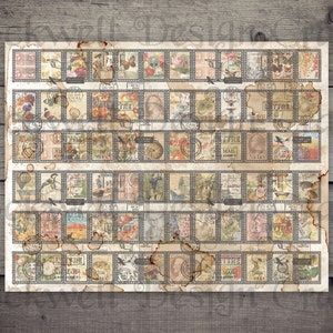 Collage Hodgepodge Postage Stamps (digital Papers, Junk Journal ...