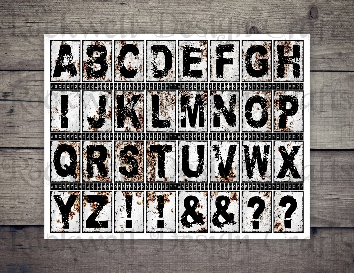 Grunge Alphabets digital Printables for Junk Journaling, Collaging ...