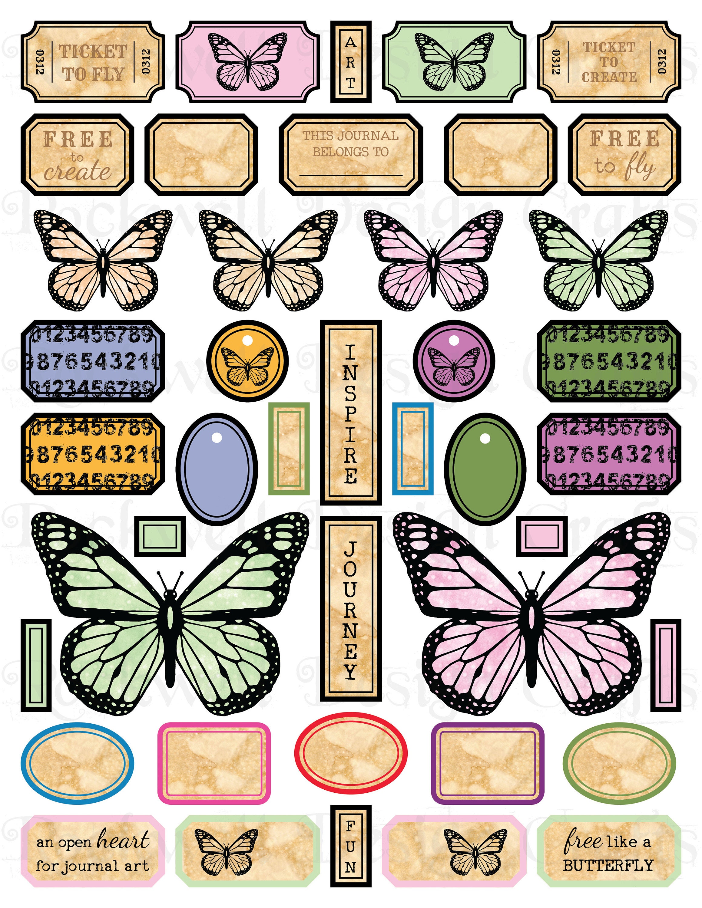 Butterfly Mini Journal Kit printables, Junk Journal Pages, Printable ...