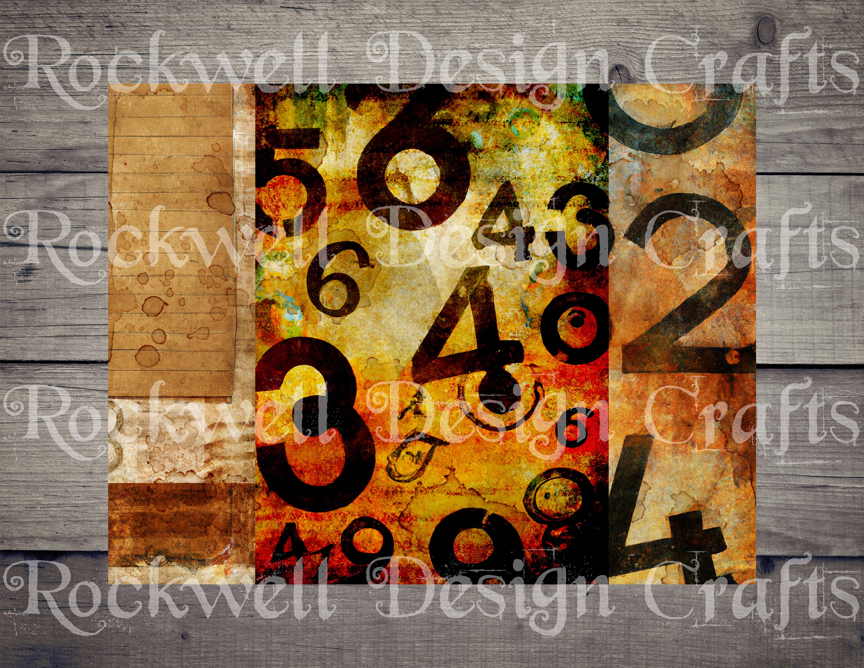 Grungy Collaged Number Papers printables, Junk Journal Pages, Collage ...