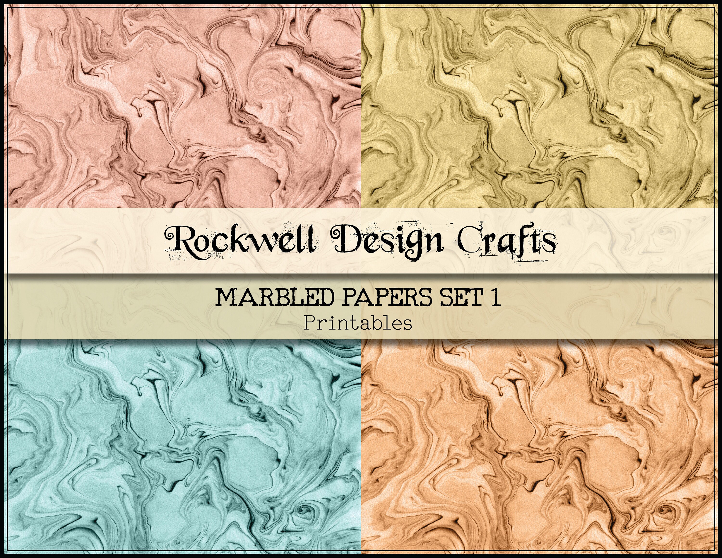 Marbled Papers Set 1 printables Junk Journal Pages Collage - Etsy