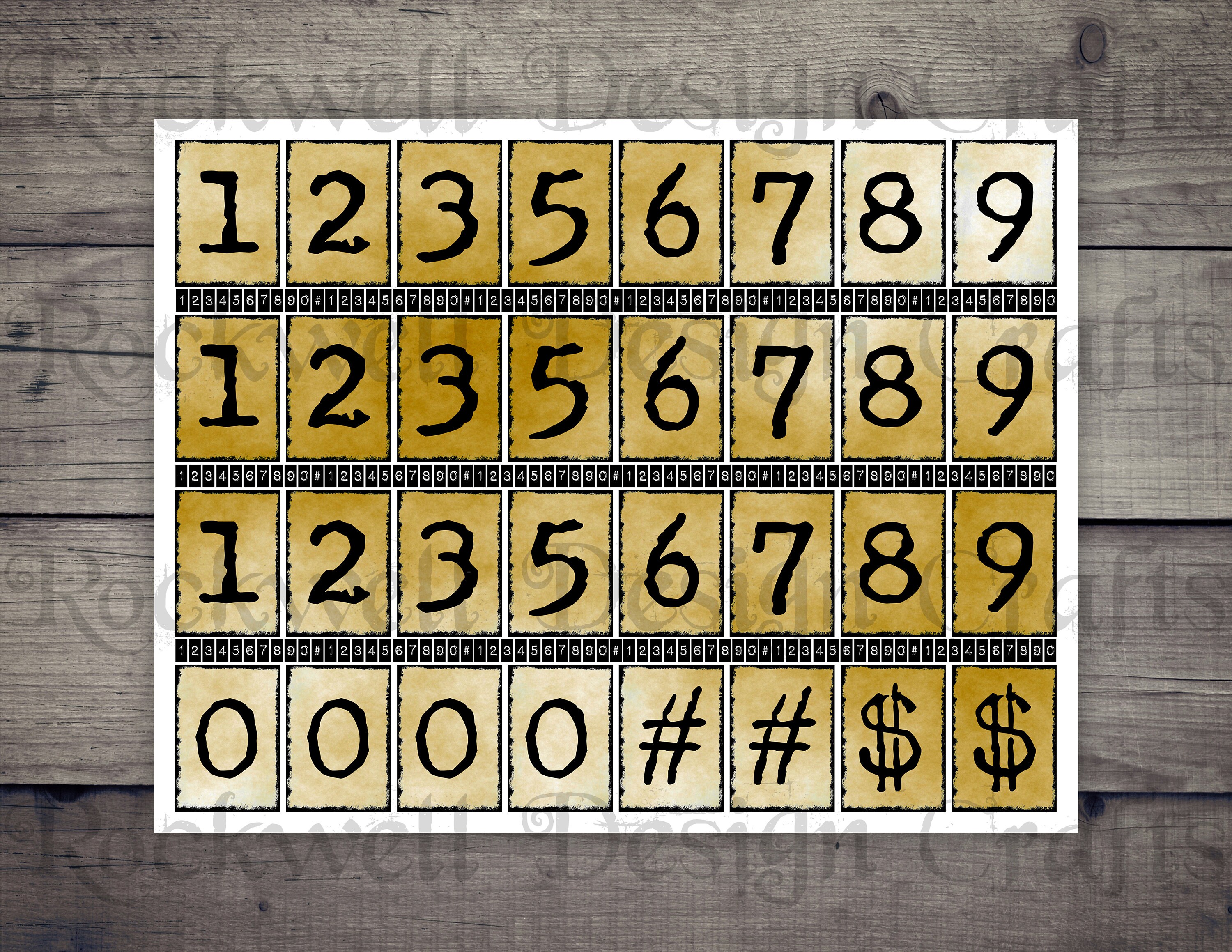 Grunge Numbers (digital Printables for Junk Journaling, Collaging ...