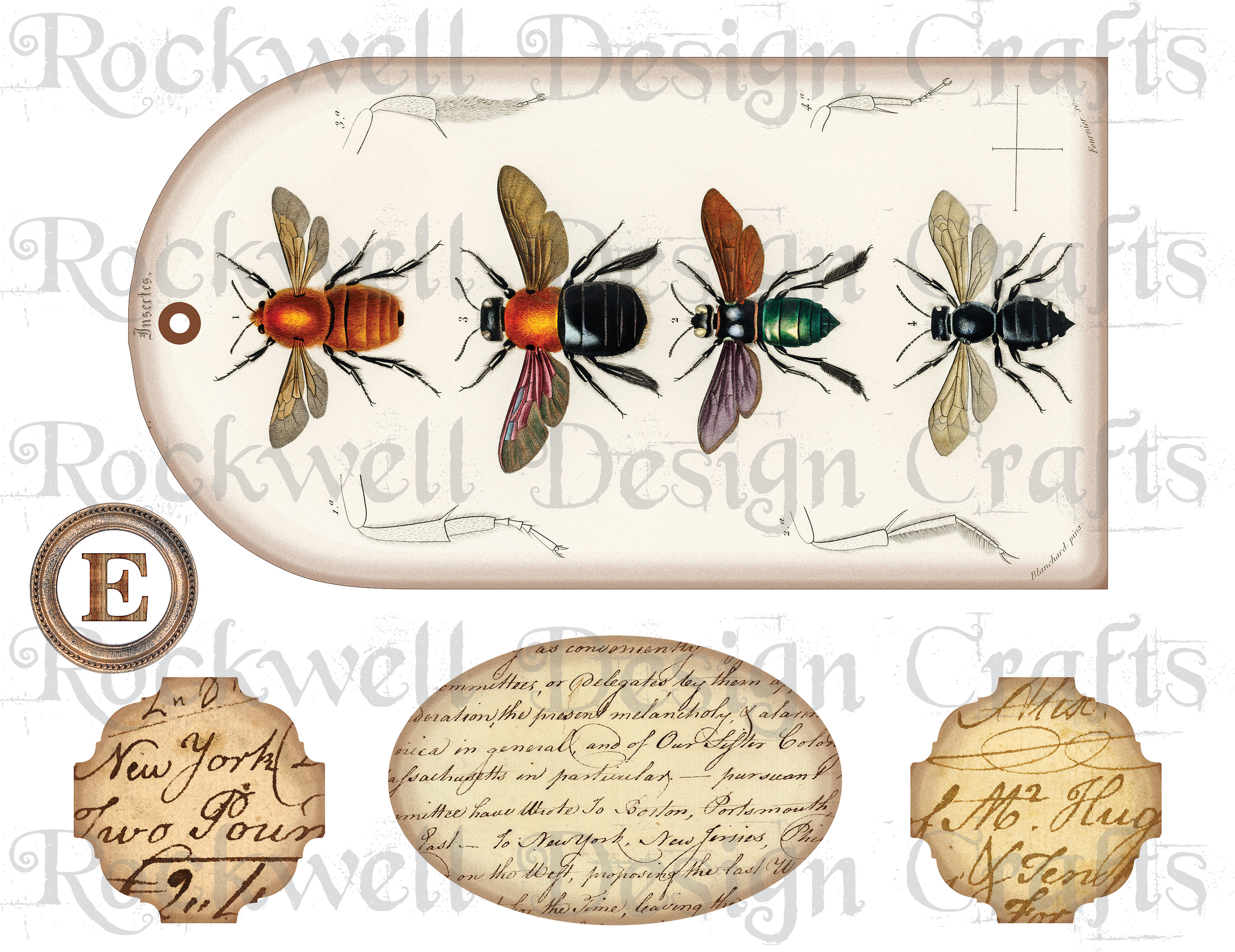 Bee Tag Book Kit printables Vintage Junk Journal, Ephemera, Elements ...