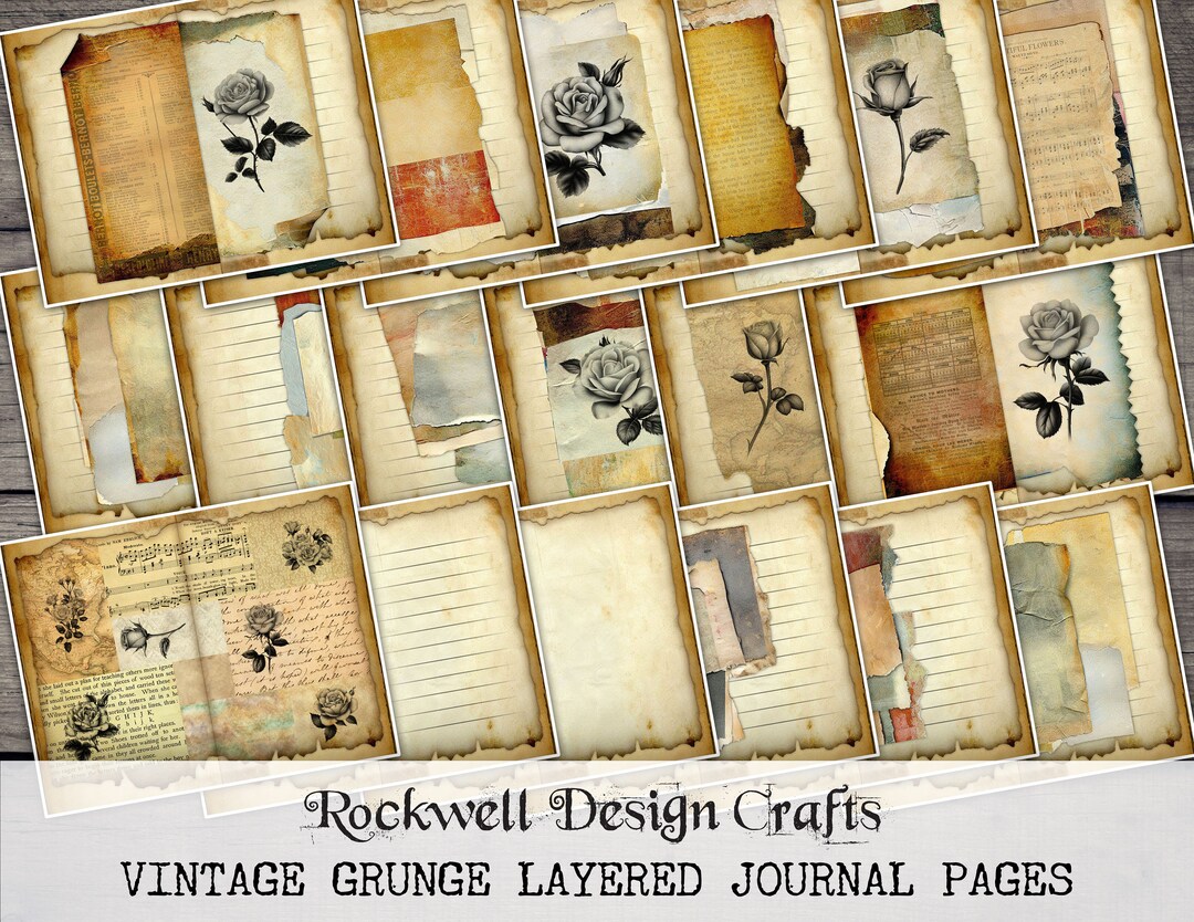 Vintage Grunge Layered Journal Pages (digital Papers, Junk Journal ...