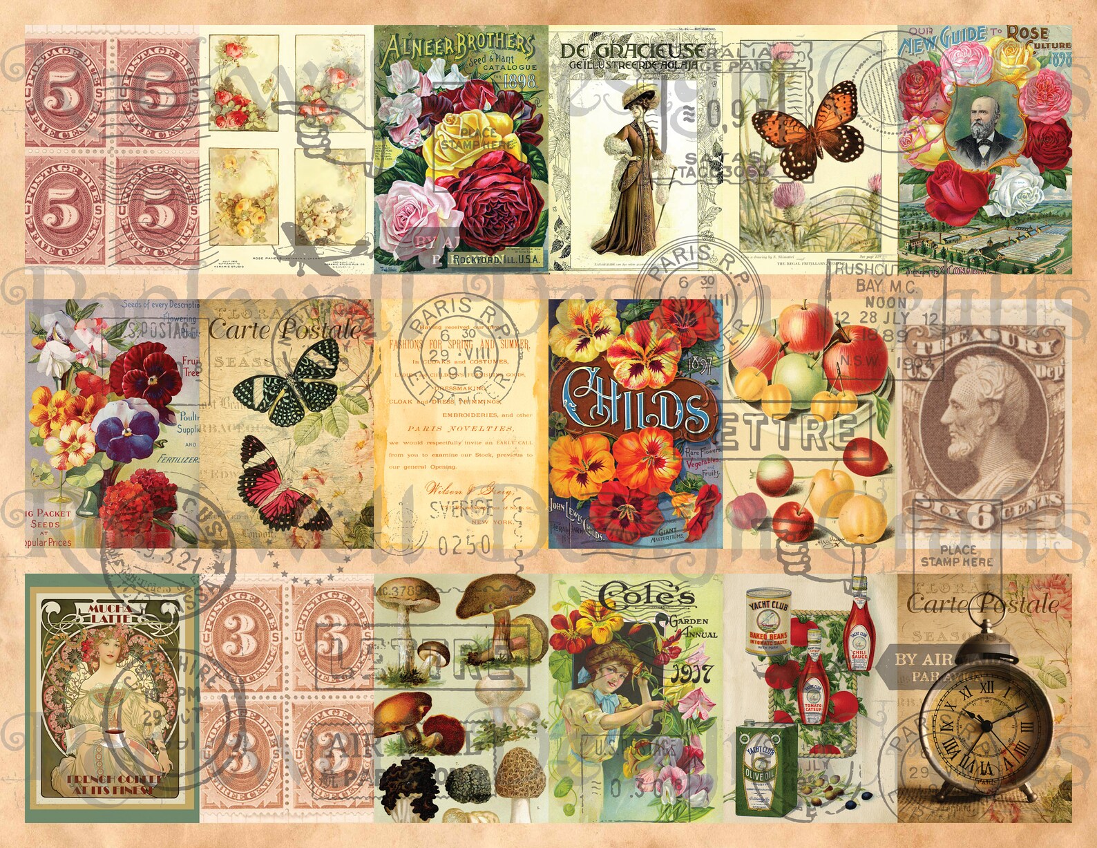 Collage Hodgepodge Snippets (printables), Junk Journal Pages, Collages ...
