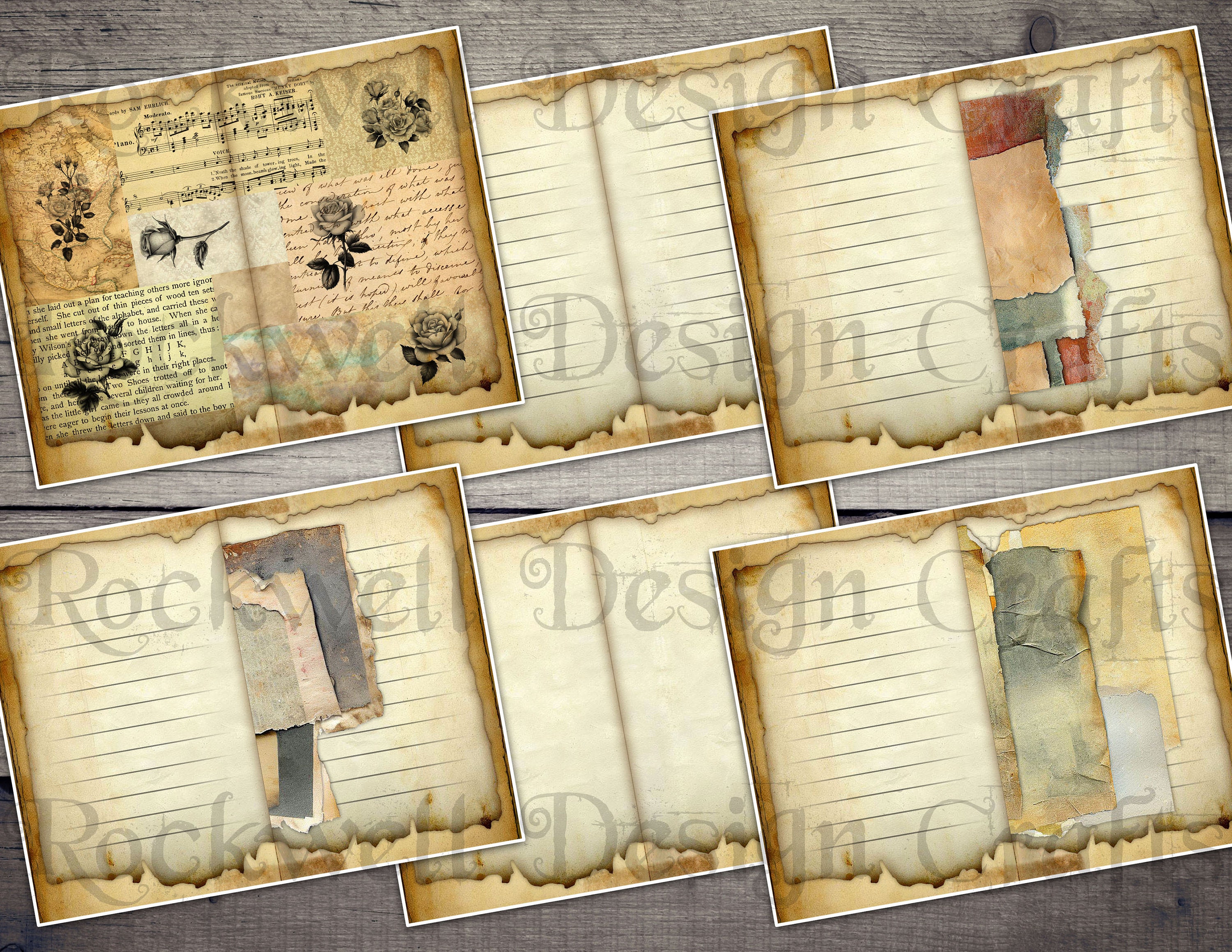 Vintage Grunge Layered Journal Pages digital Papers Junk - Etsy
