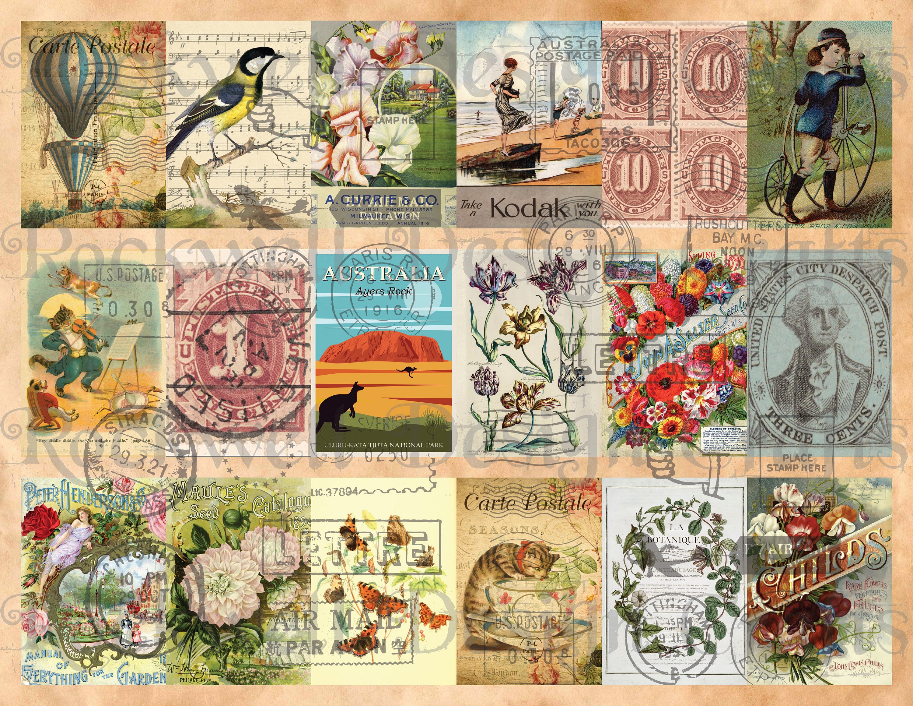 Collage Hodgepodge Snippets (printables), Junk Journal Pages, Collages ...