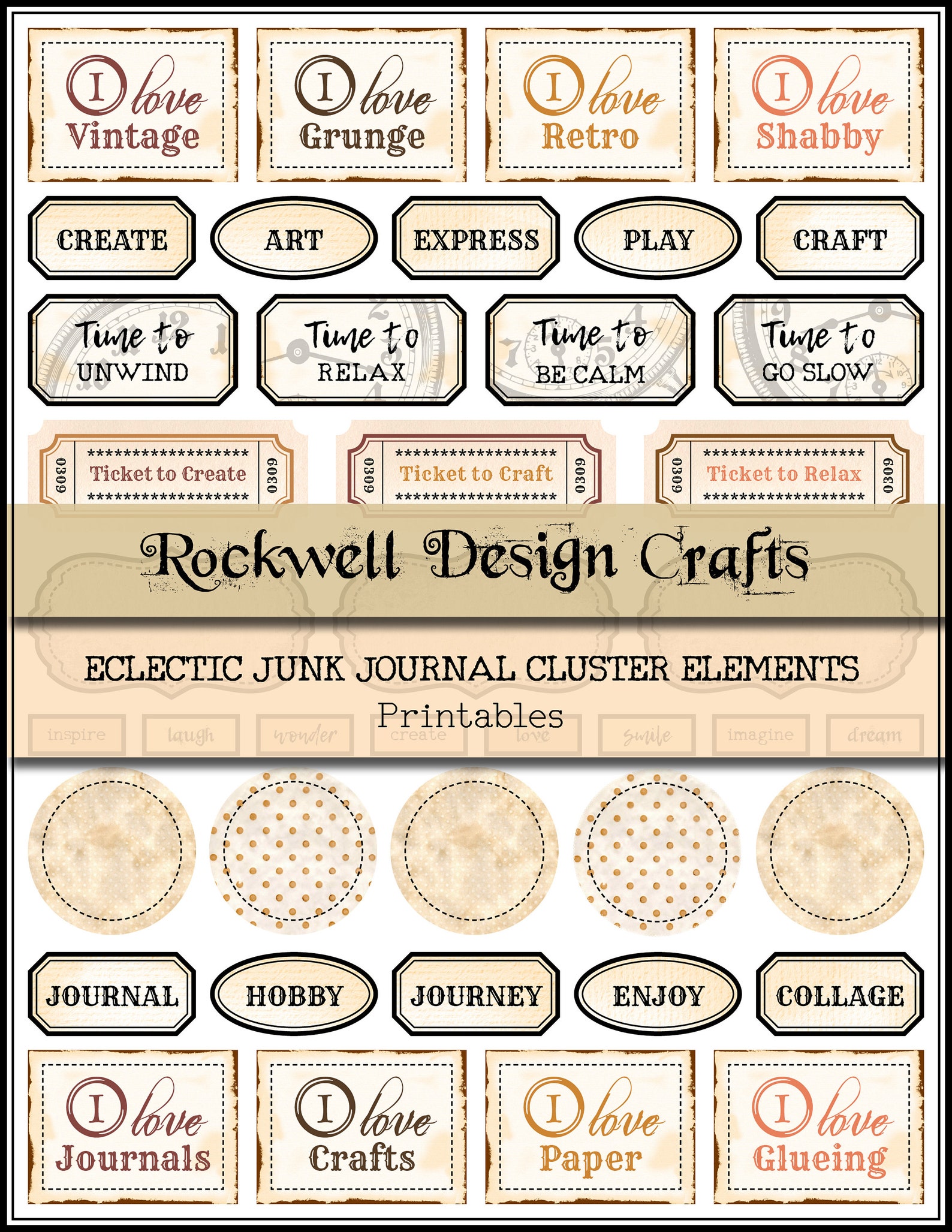 Eclectic Junk Journal Cluster Elements printables Junk - Etsy