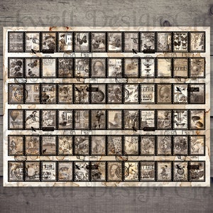 Collage Hodgepodge Postage Stamps (digital Papers, Junk Journal ...