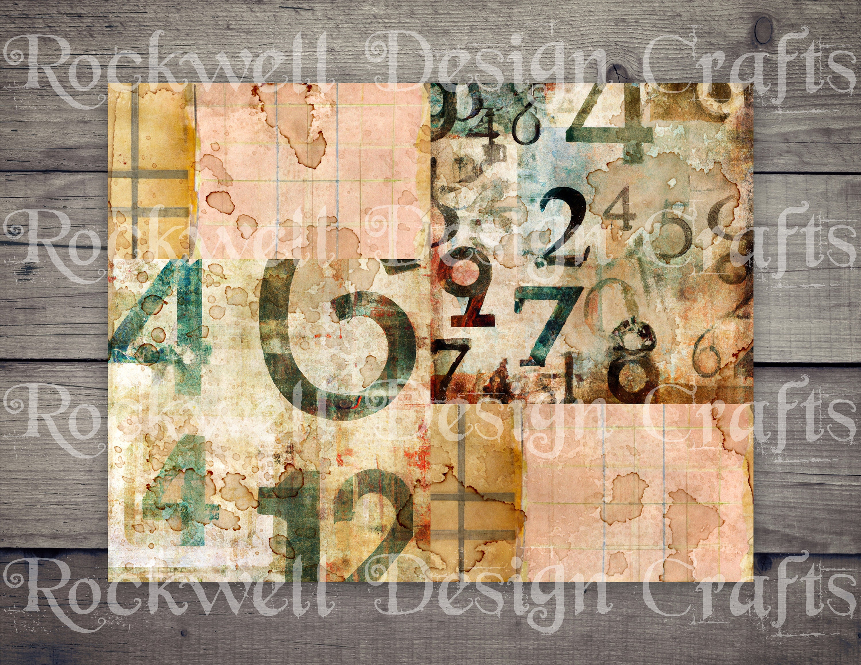 Grungy Collaged Number Papers printables, Junk Journal Pages, Collage ...