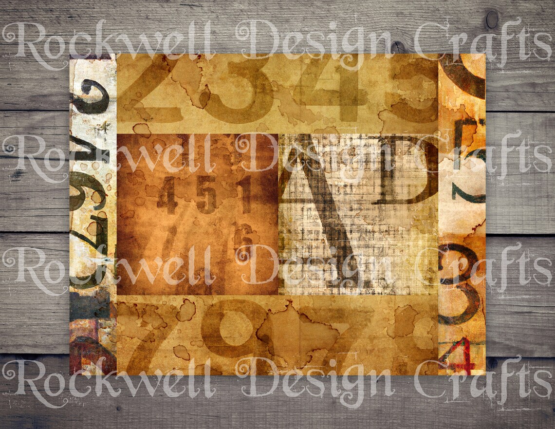 Grungy Collaged Number Papers printables, Junk Journal Pages, Collage ...