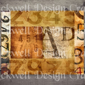 Grungy Collaged Number Papers printables, Junk Journal Pages, Collage ...
