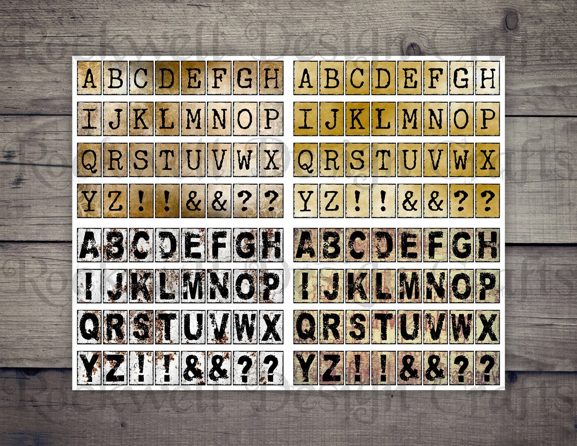 Grunge Alphabets digital Printables for Junk Journaling, Collaging ...