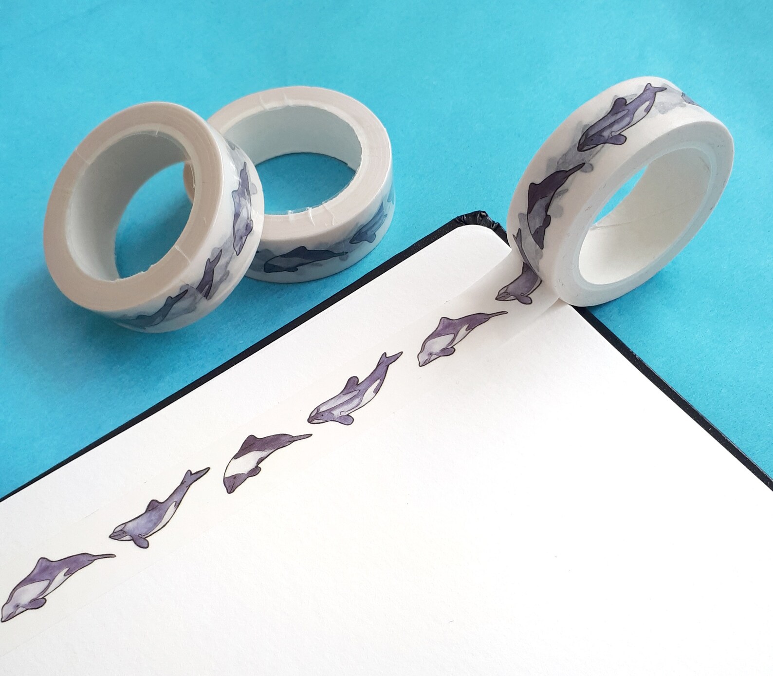 Cute Dolphin Washi Tape 10 Metres 1.5cm Cephalorhynchus - Etsy