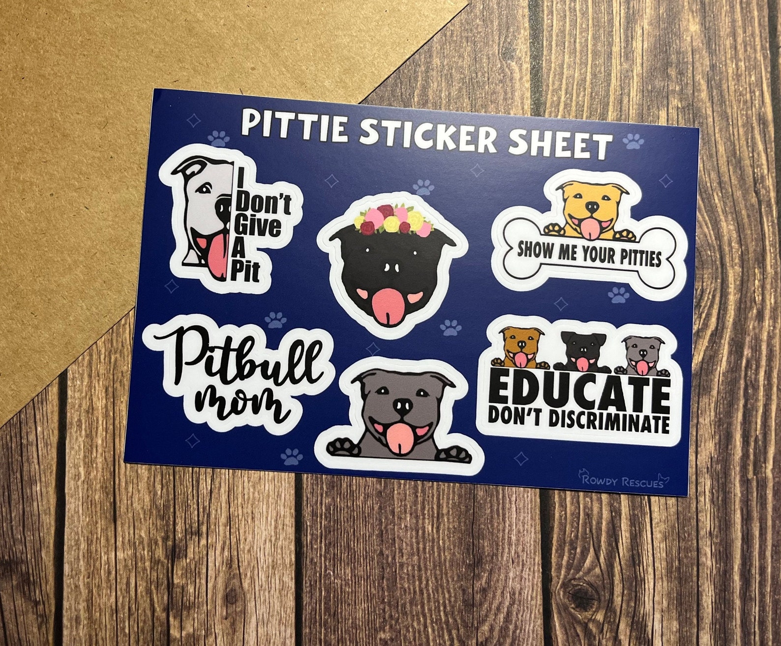 Pitbull Sticker Sheet, Waterproof Pittie Mom Stickers - Etsy