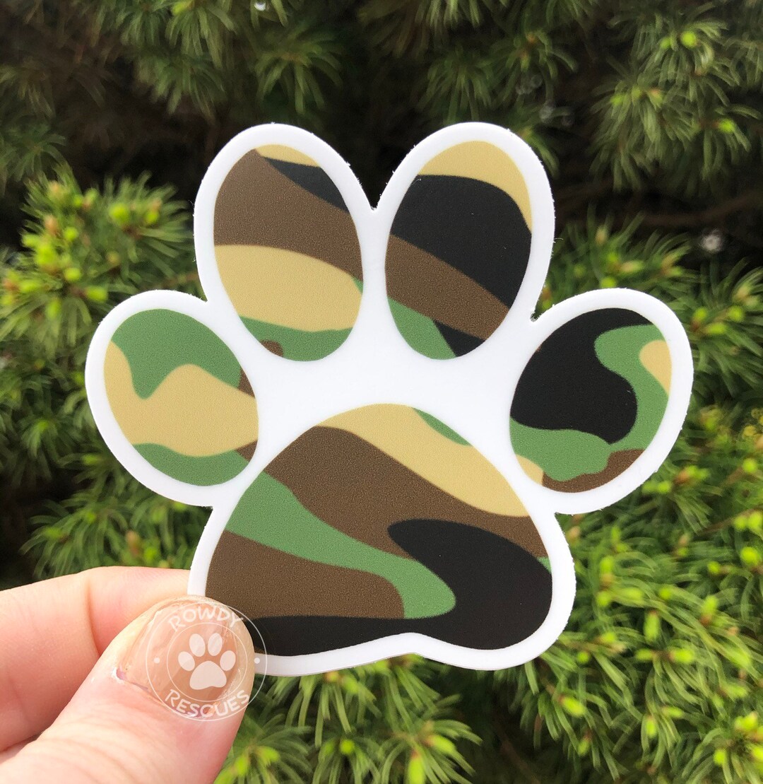 Paw Print Sticker, Dog Sticker, Camo Sticker - Etsy