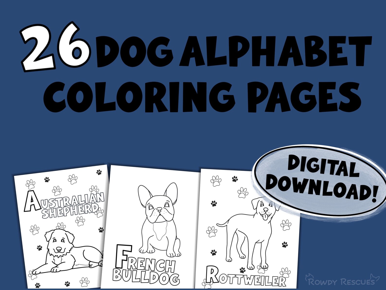 Digital Coloring Book, Dog Coloring Pages, Alphabet Coloring Pages, Dog ...