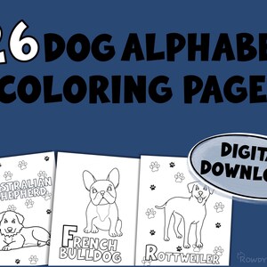 Digital Coloring Book, Dog Coloring Pages, Alphabet Coloring Pages, Dog ...