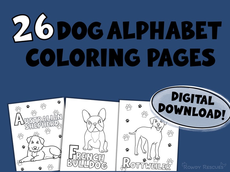Digital Coloring Book, Dog Coloring Pages, Alphabet Coloring Pages, Dog ...